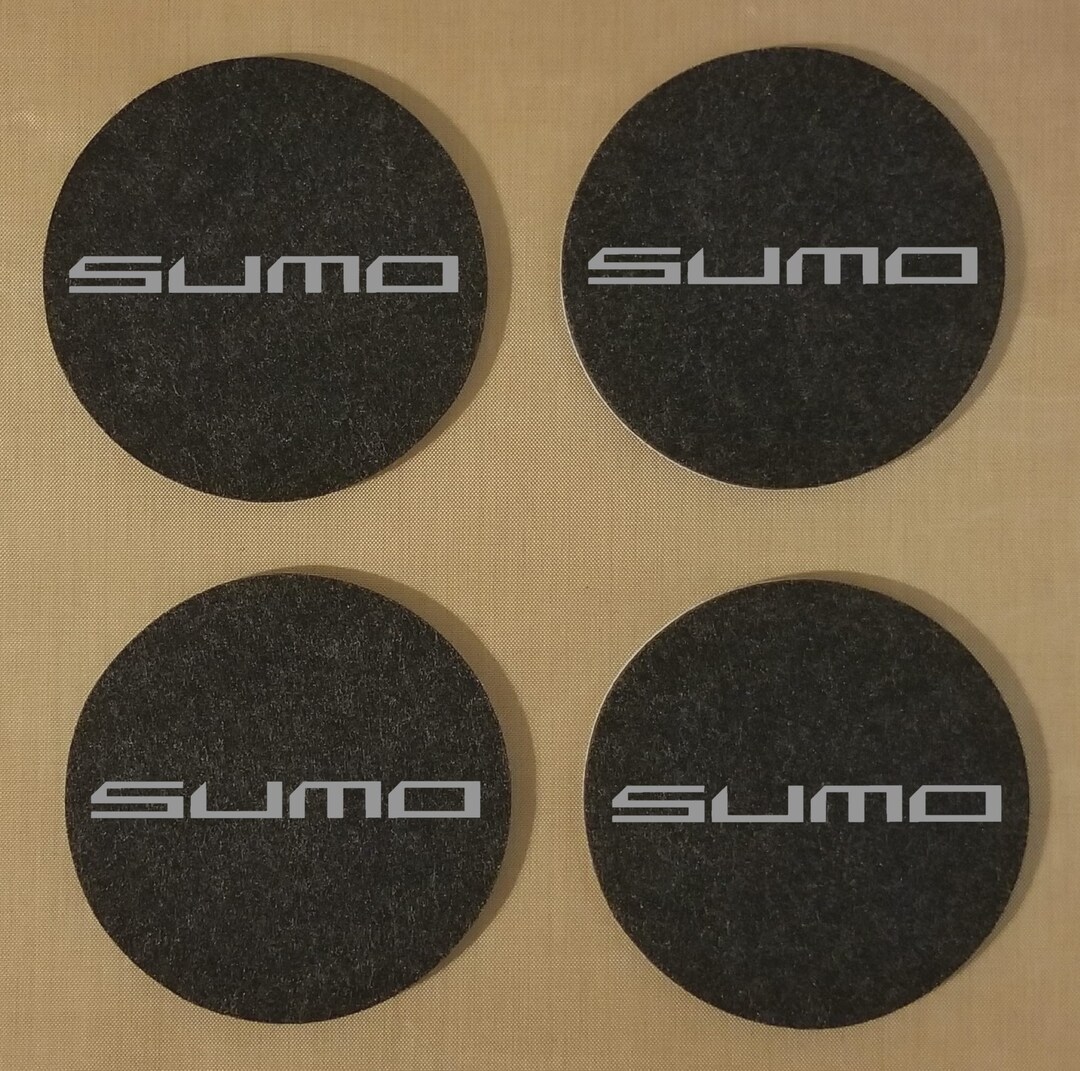 Sumo Amplifiers Gray on Black Felt Coasters 4 Round 1/4 Thick, Set of 4 ...