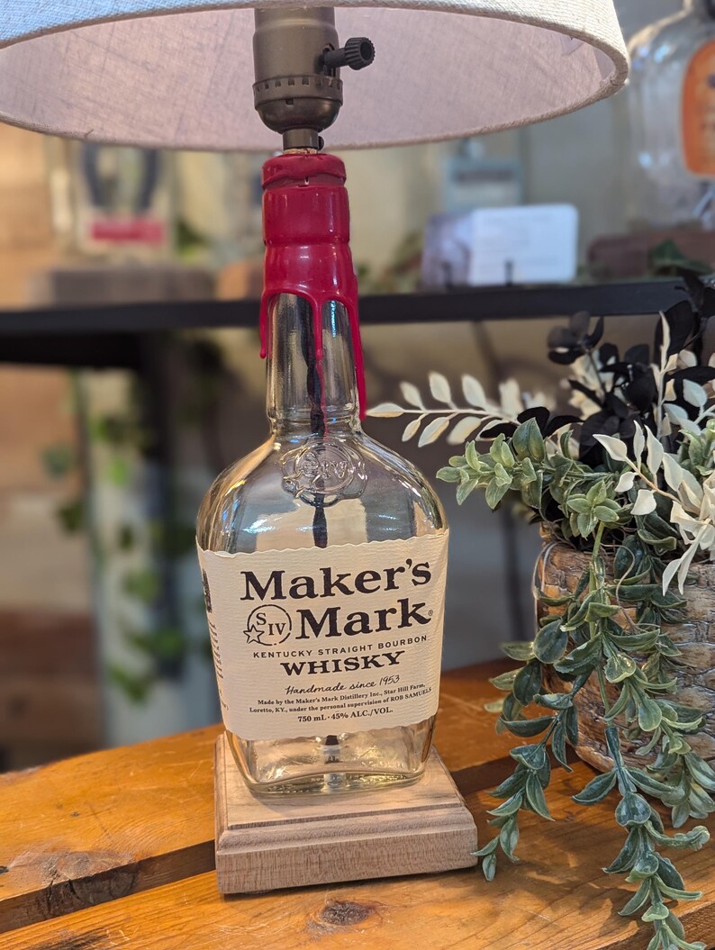 Makers Mark Whiskey Bottle Lamp Liquor Bottle Lamp Recycled - Etsy