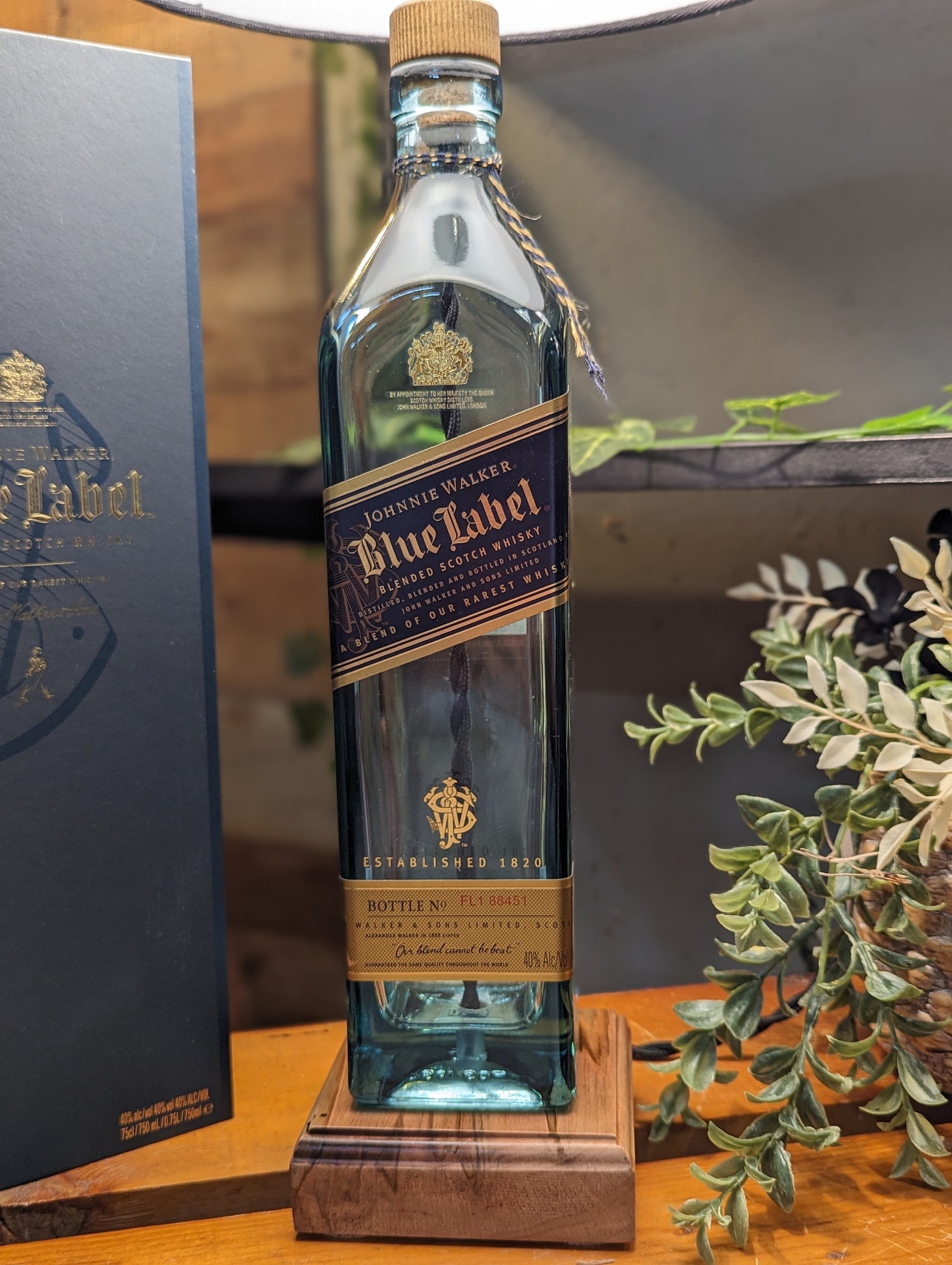 Johnnie Walker Blue Label Lamp With Box Liquor Bottle Lamp Recycled - Etsy