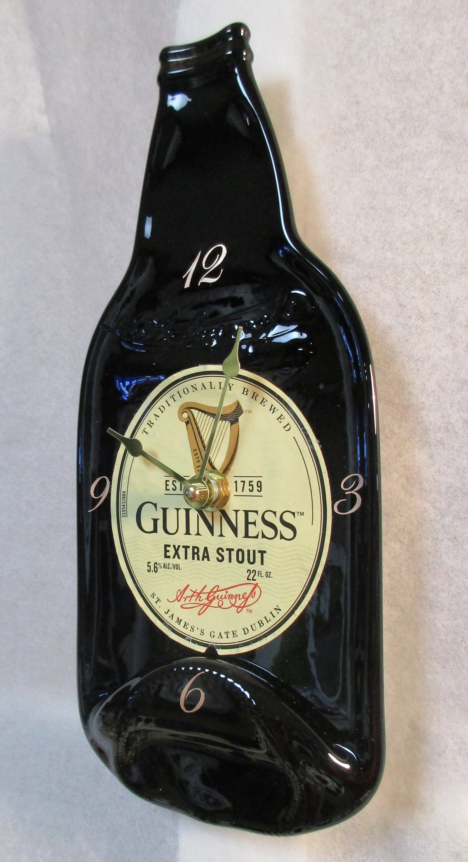 Guinness Beer Bottle Wall Clock / Recycled Bottle Clock / Guinness Gift ...