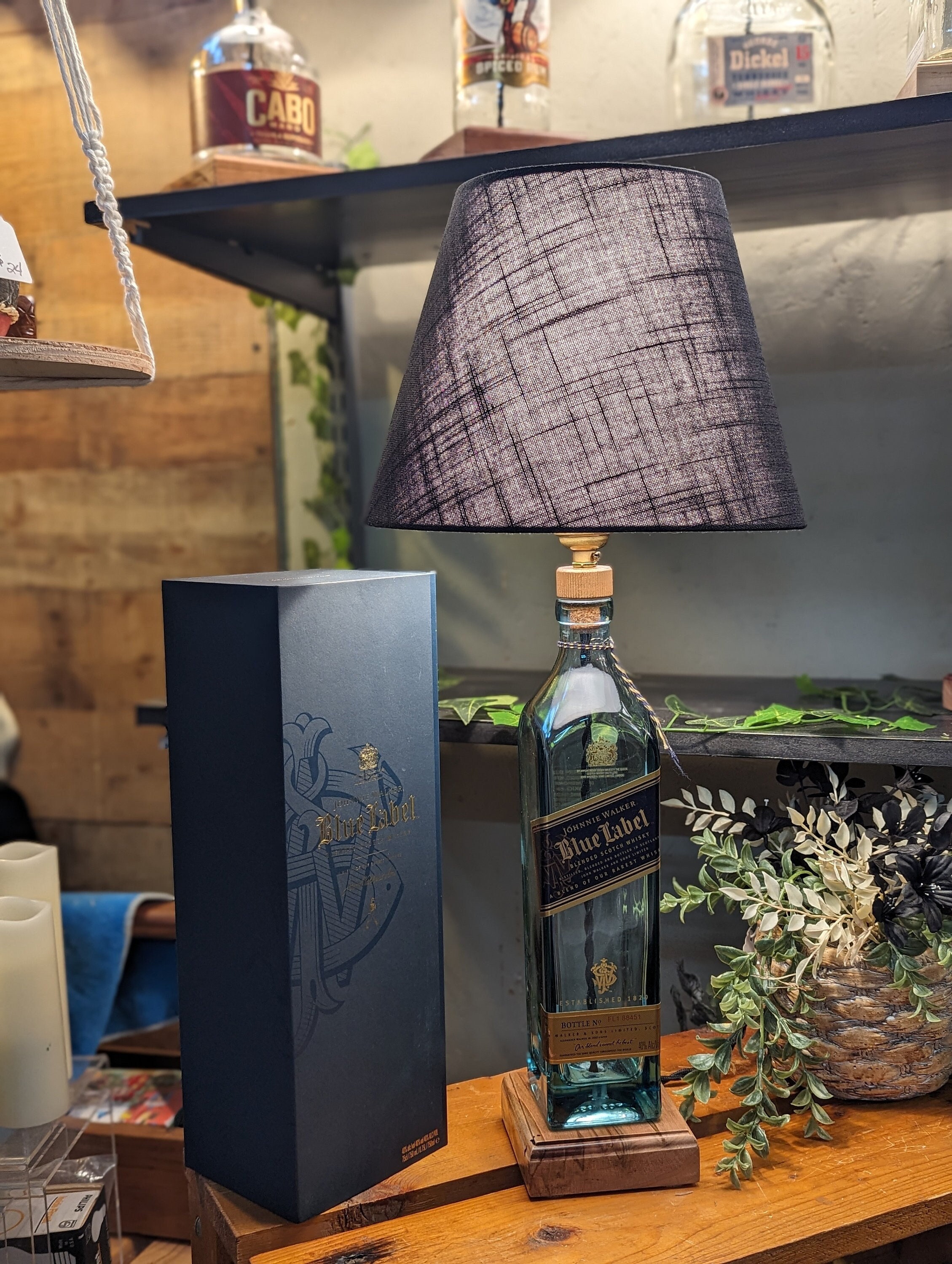 Johnnie Walker Blue Label Lamp With Box Liquor Bottle Lamp Recycled - Etsy