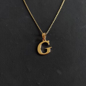 14K Gold Initial G Pendant, Solid Yellow Gold Initial G Charm Pendant ...