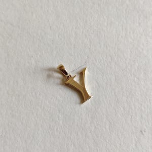 14K Solid Yellow Gold Initial Y Pendant, Alphabet Charm Pendant - Etsy