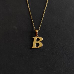 14K Gold Initial B Pendant, Solid Yellow Gold Initial B Charm Pendant ...