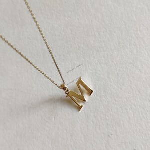 14K Gold Initial M Pendant, Solid Yellow Gold Initial M Charm Pendant ...