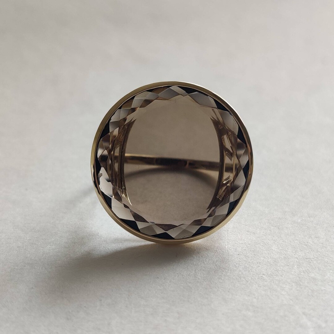 Natural Smoky Quartz Ring, 14K Solid Gold Ring, Smoky Quartz Ring ...