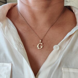 14K Gold Initial G Pendant, Solid Yellow Gold Initial G Charm Pendant ...