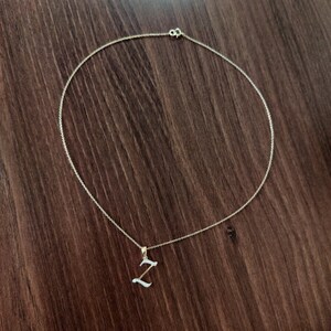 14K Gold Initial Z Pendant, Solid Yellow Gold Initial Z Charm Pendant ...