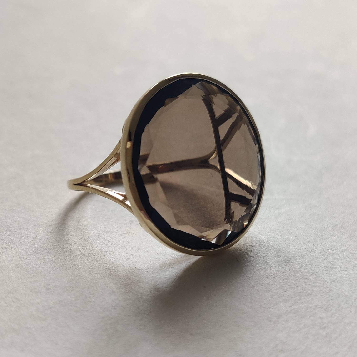 Natural Smoky Quartz Ring 14K Solid Gold Ring Smoky Quartz - Etsy