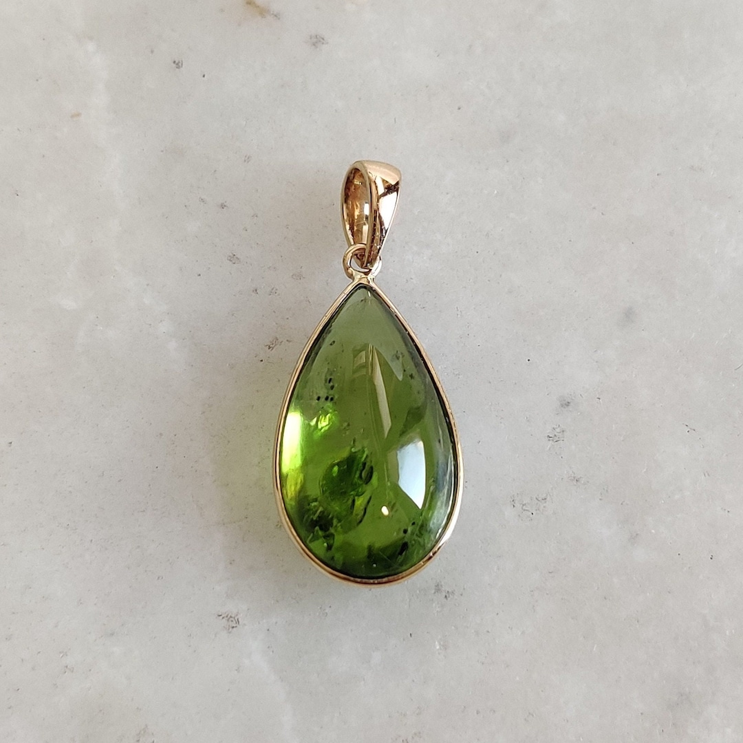 Natural Peridot Pendant, 14K Solid Gold Peridot Pendant, Solid Gold ...