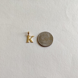 14K Gold Initial K Pendant, Solid Yellow Gold Initial K Charm Pendant ...