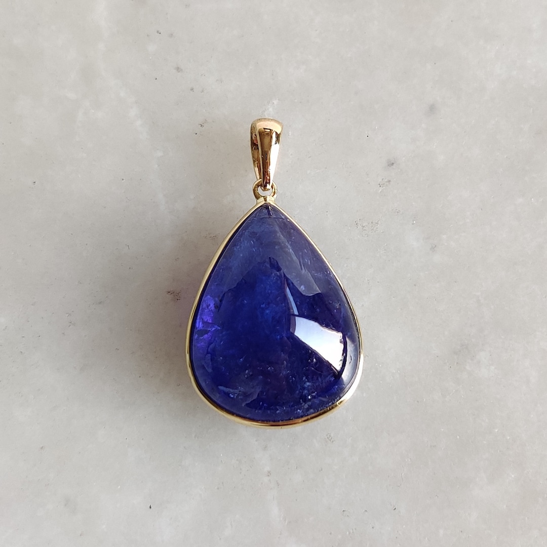 Natural Tanzanite Pendant, 14K Solid Gold Tanzanite Pendant, Yellow ...