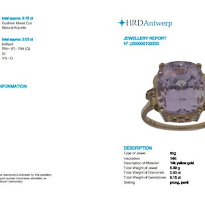 Natural Kunzite & Diamond Ring, 14K Solid Yellow Gold, February ...