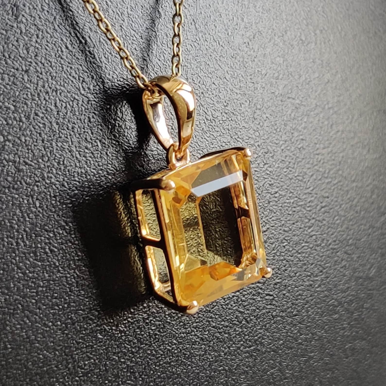 Natural Citrine Pendant, 14K Solid Yellow Gold Citrine Pendant, Octagon ...