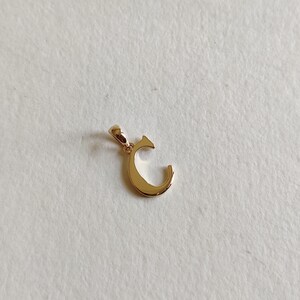 14K Gold Initial C Pendant, Solid Yellow Gold Initial C Charm Pendant ...