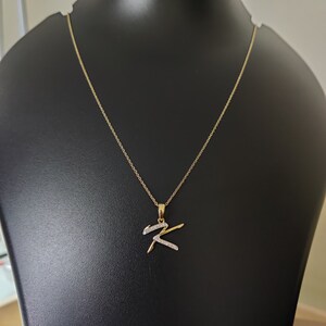 14K Gold Initial K Pendant, Solid Yellow Gold Initial K Charm Pendant ...