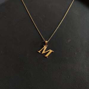 14K Gold Initial M Pendant, Solid Yellow Gold Initial M Charm Pendant ...