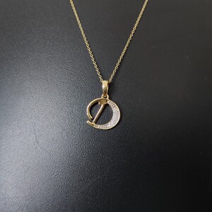 14K Gold Initial D Pendant, Solid Yellow Gold Initial D Charm Pendant ...