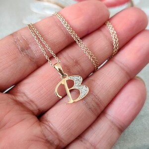 14K Gold Initial B Pendant, Solid Yellow Gold Initial B Charm Pendant ...