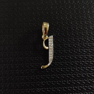 14K Gold Initial J Pendant, Solid Yellow Gold Initial J Charm Pendant ...