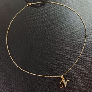 14K Gold Initial N Pendant, Solid Yellow Gold Initial N Charm Pendant ...