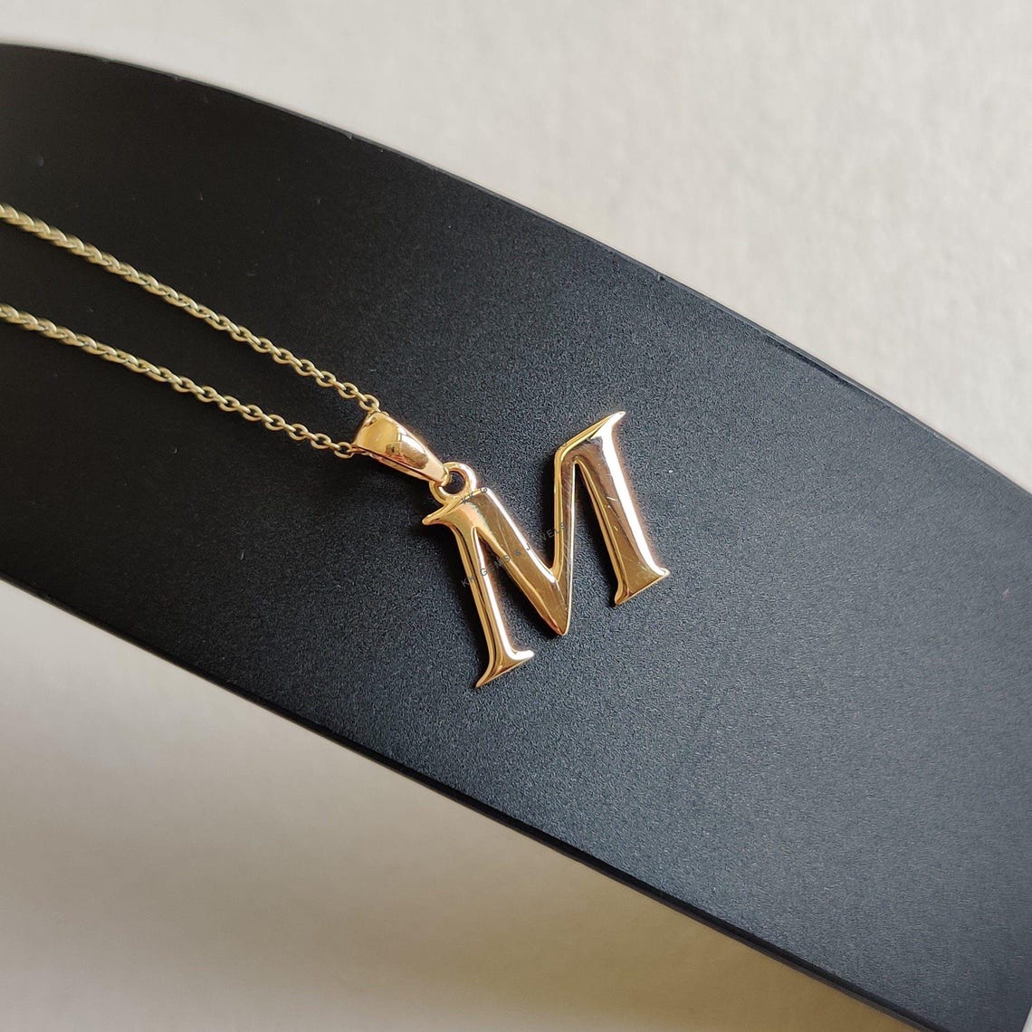 14K Solid Yellow Gold Initial M Pendant, Particular Charm - Etsy