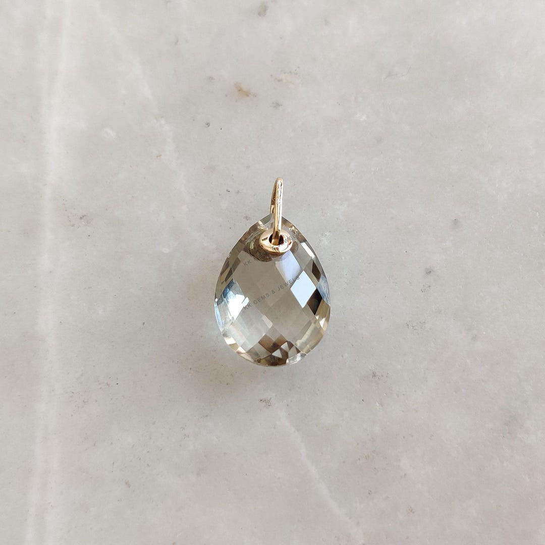 Natural Green Amethyst Pendant, 14K Solid Yellow Gold Green Amethyst ...