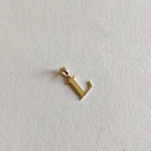 14K Gold Initial L Pendant, Solid Yellow Gold Initial L Charm Pendant ...