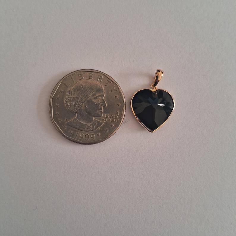 Natural Black Onyx Heart Pendant, 14K Solid Yellow Gold Pendant, Onyx ...