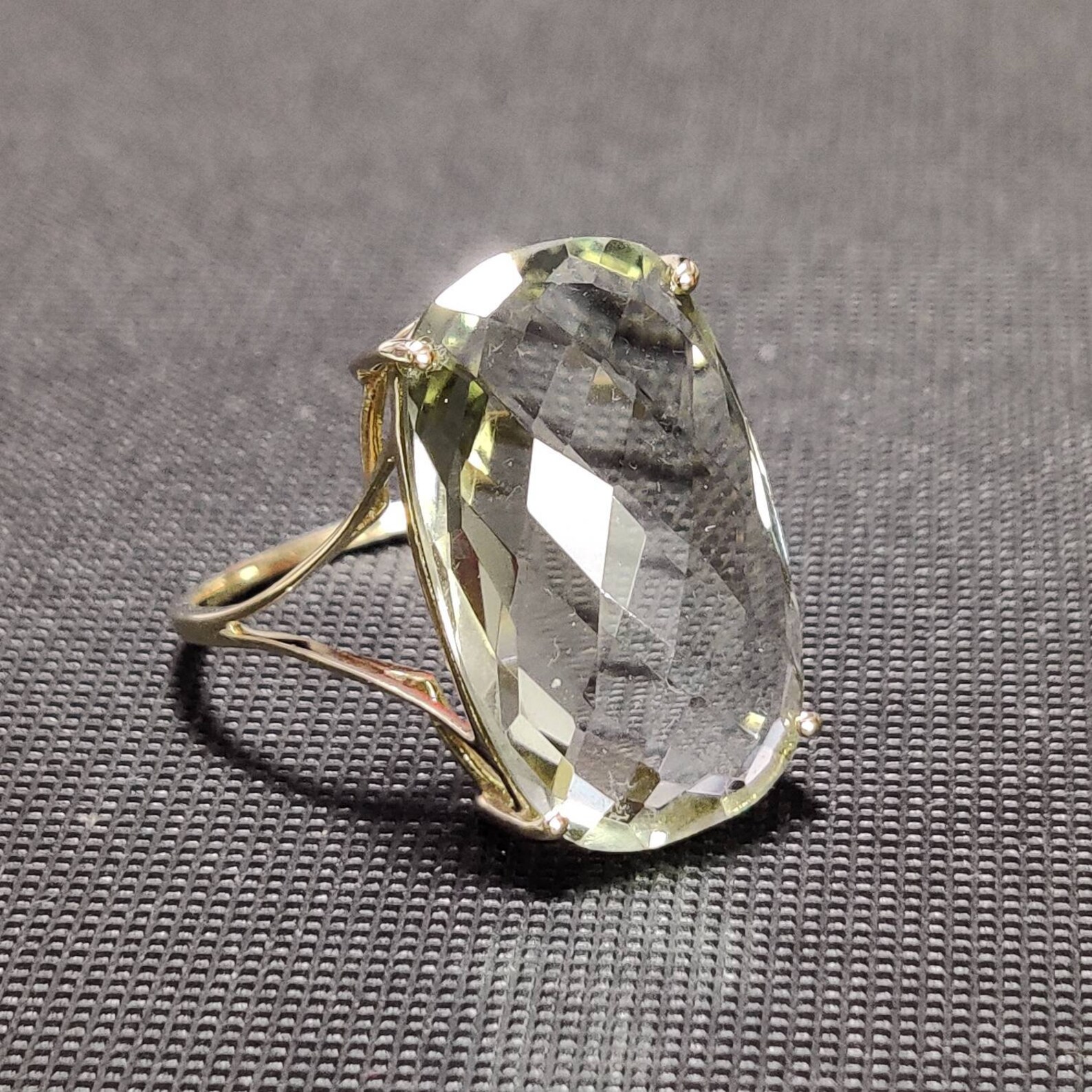 14K Yellow Solid Gold Gemstone Ring Natural Green Amethyst - Etsy