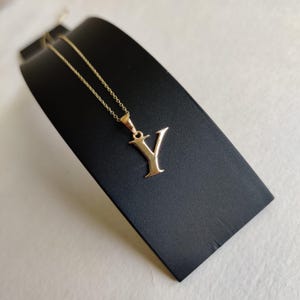 14K Solid Yellow Gold Initial Y Pendant, Alphabet Charm Pendant - Etsy