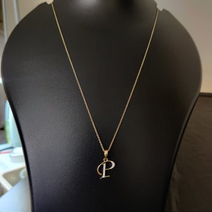 14K Gold Initial P Pendant, Solid Yellow Gold Initial P Charm Pendant ...
