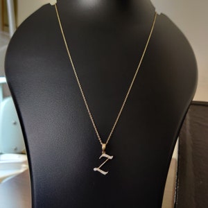 14K Gold Initial Z Pendant, Solid Yellow Gold Initial Z Charm Pendant ...
