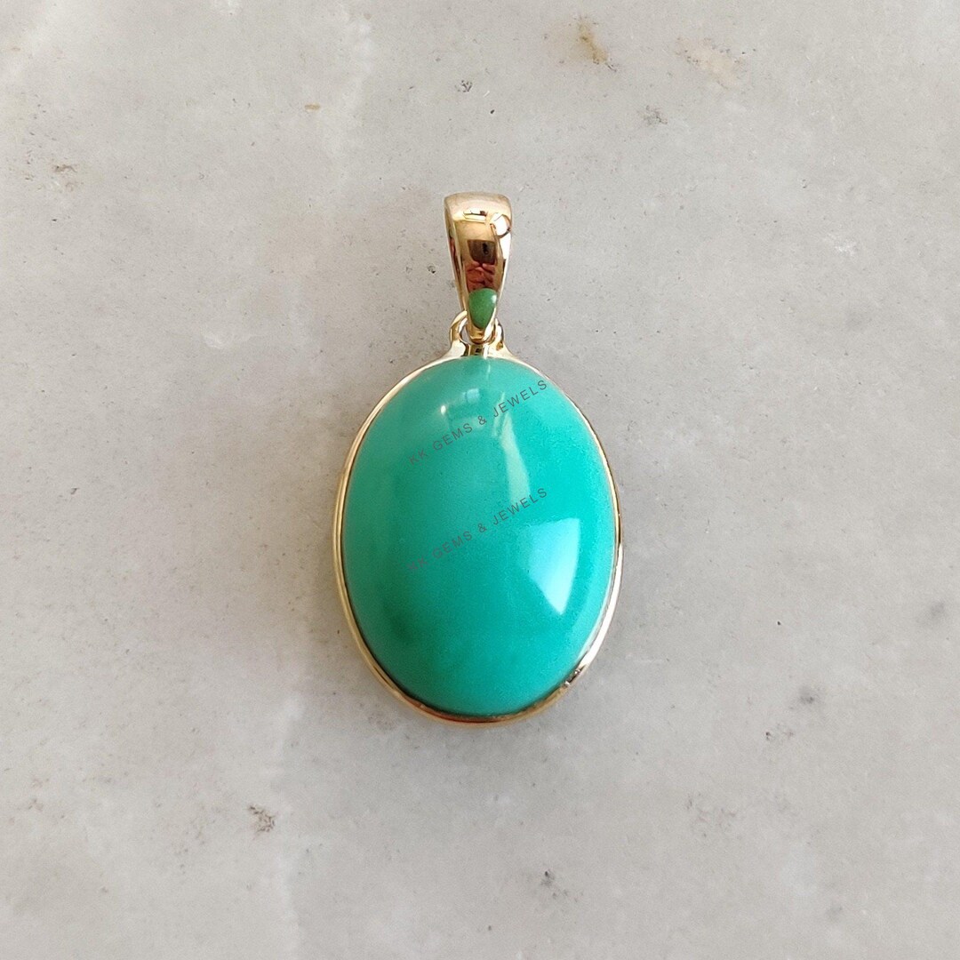 Natural Chrysoprase Pendant, 14K Solid Yellow Gold Chrysoprase Pendant ...