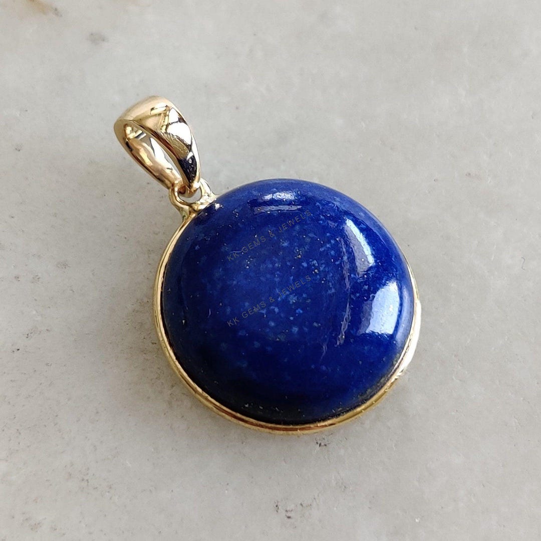 Natural Lapis Lazuli Pendant, 14K Solid Yellow Gold Lapis Lazuli ...