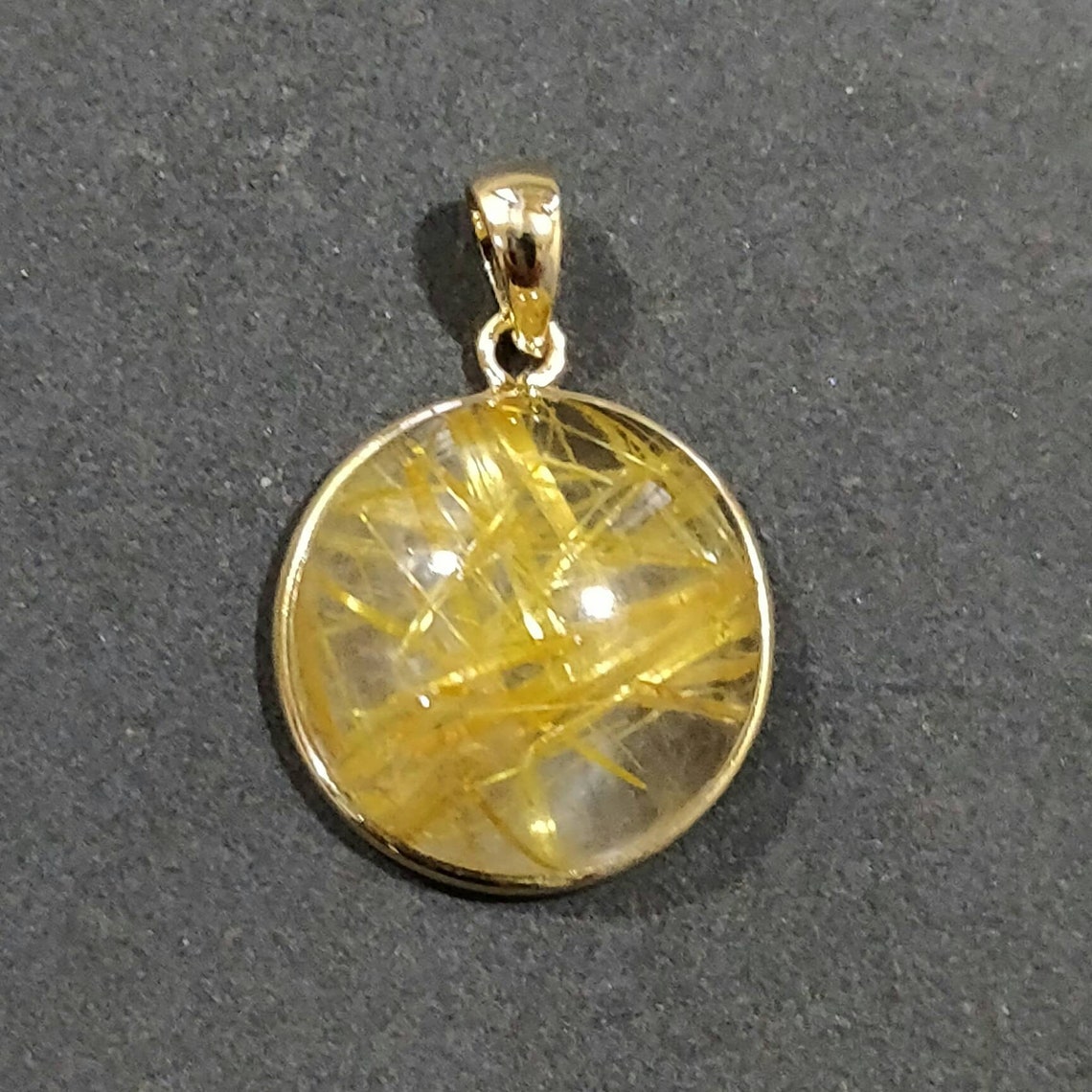 Golden Rutile Necklace Golden Rutile 14k solid Gold Pendant | Etsy