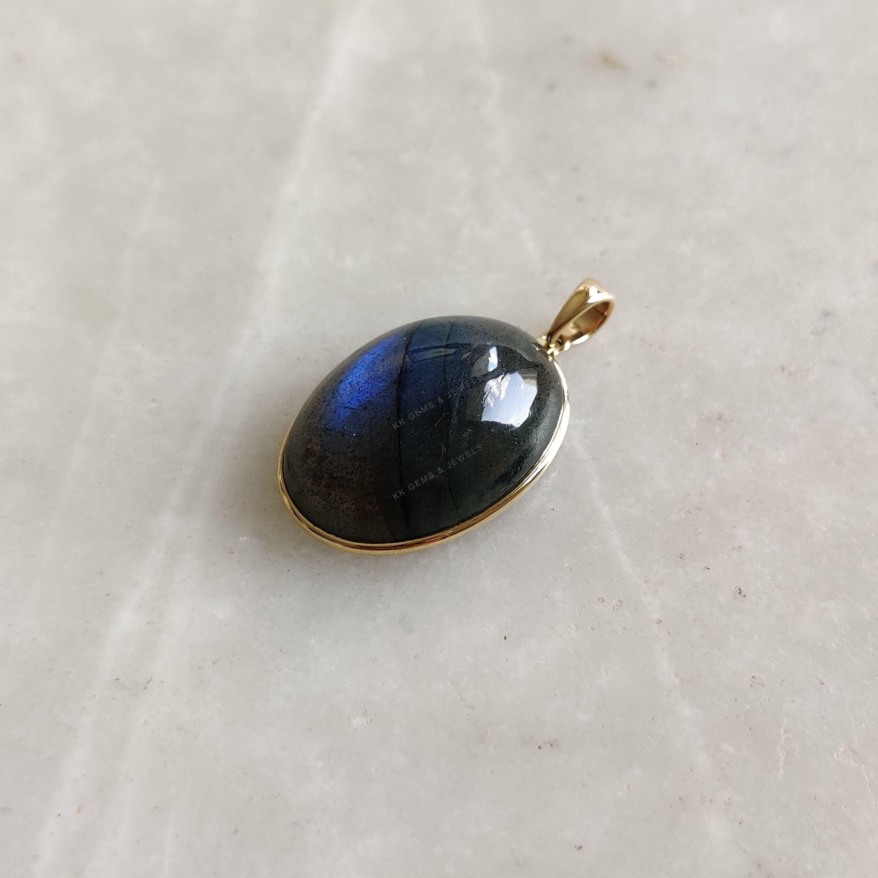 Natural Labradorite Pendant: 14K Solid Yellow Gold Bezel, November ...
