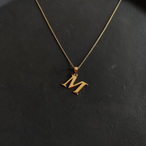 14K Gold Initial M Pendant, Solid Yellow Gold Initial M Charm Pendant ...