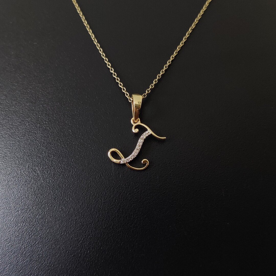 Buy 14K Gold Initial I Pendant, Solid Yellow Gold Initial I Charm ...