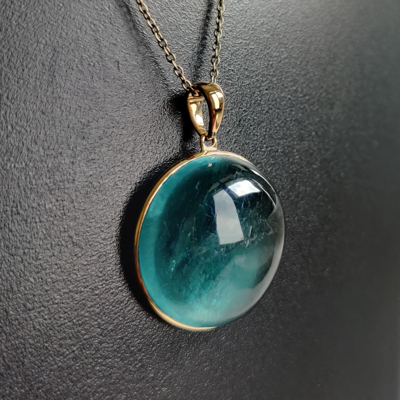 14K Gold Fluorite Pendant Natural Fluorite Bezel Necklace - Etsy