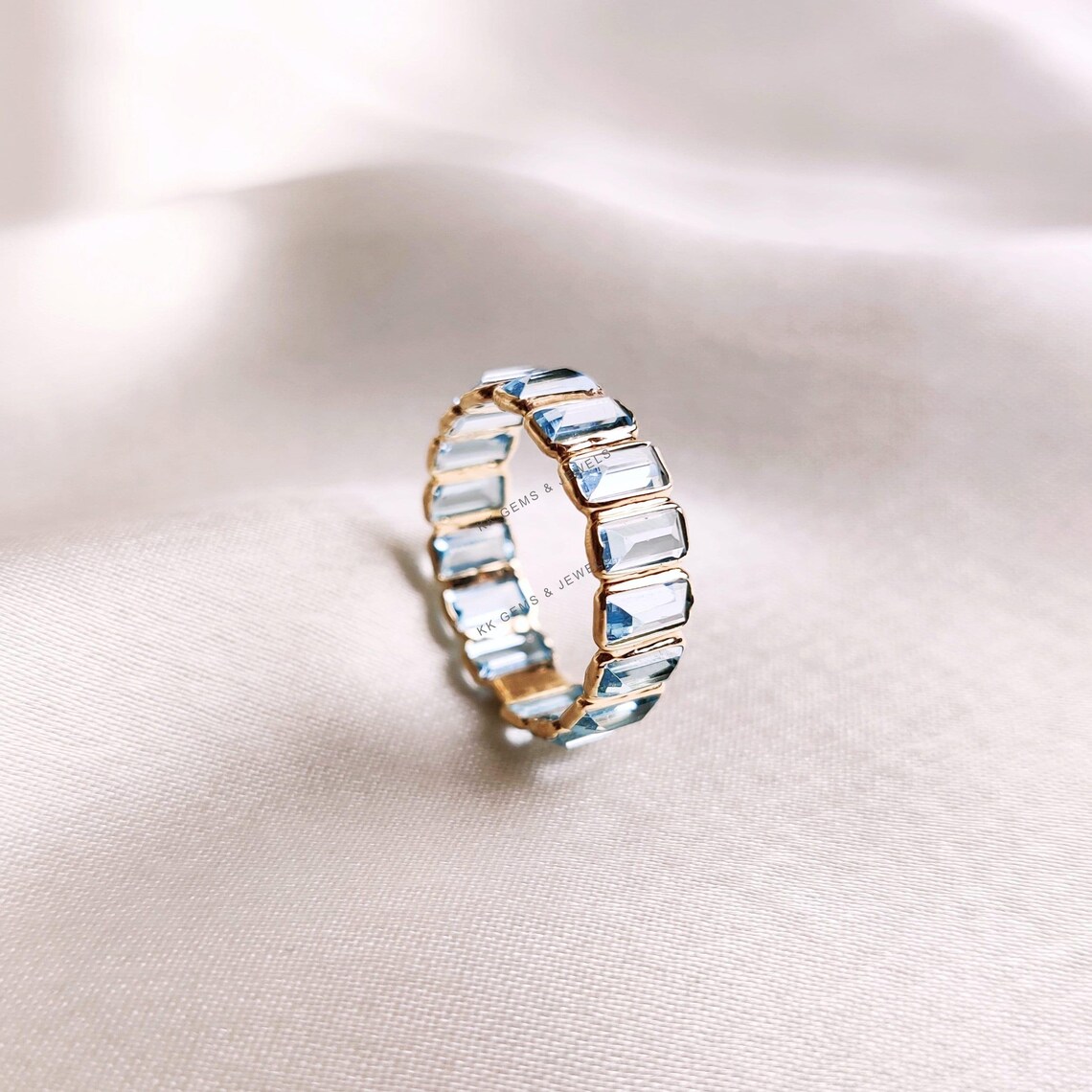 Natural Swiss Blue Topaz Ring, Solid Yellow Gold Blue Topaz Ring, Topaz ...
