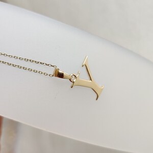 14K Gold Initial Y Pendant, Solid Yellow Gold Initial Y Charm Pendant, Gold Charm Pendant ...