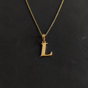 14K Gold Initial L Pendant, Solid Yellow Gold Initial L Charm Pendant ...