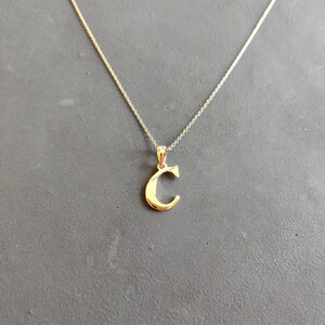 14K Solid Gold Initial C Pendant, Letter Charm - Etsy