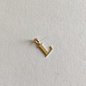 14K Gold Initial L Pendant, Solid Yellow Gold Initial L Charm Pendant ...