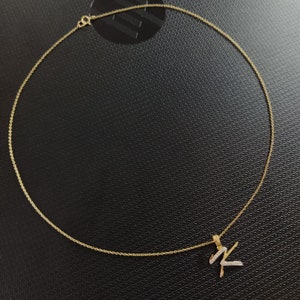 14K Gold Initial K Pendant, Solid Yellow Gold Initial K Charm Pendant ...