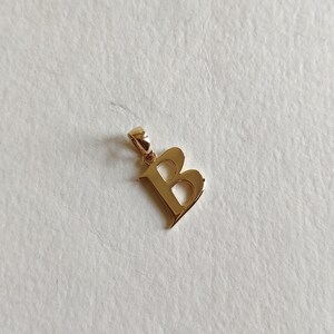 14K Gold Initial B Pendant, Solid Yellow Gold Initial B Charm Pendant ...
