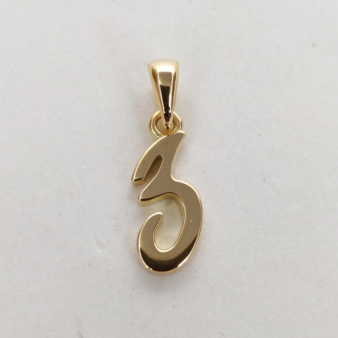 14K Solid Gold Charm Number 3 Pendant, 3 Number Pendant Necklace ...