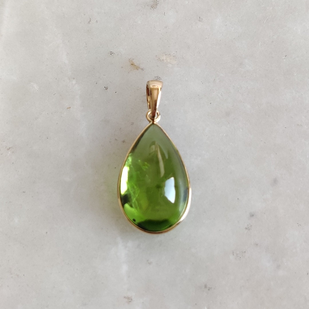 Natural Peridot Pendant, 14K Solid Gold Peridot Pendant, Solid Gold ...