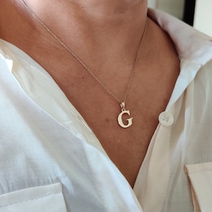 14K Gold Initial G Pendant, Solid Yellow Gold Initial G Charm Pendant ...